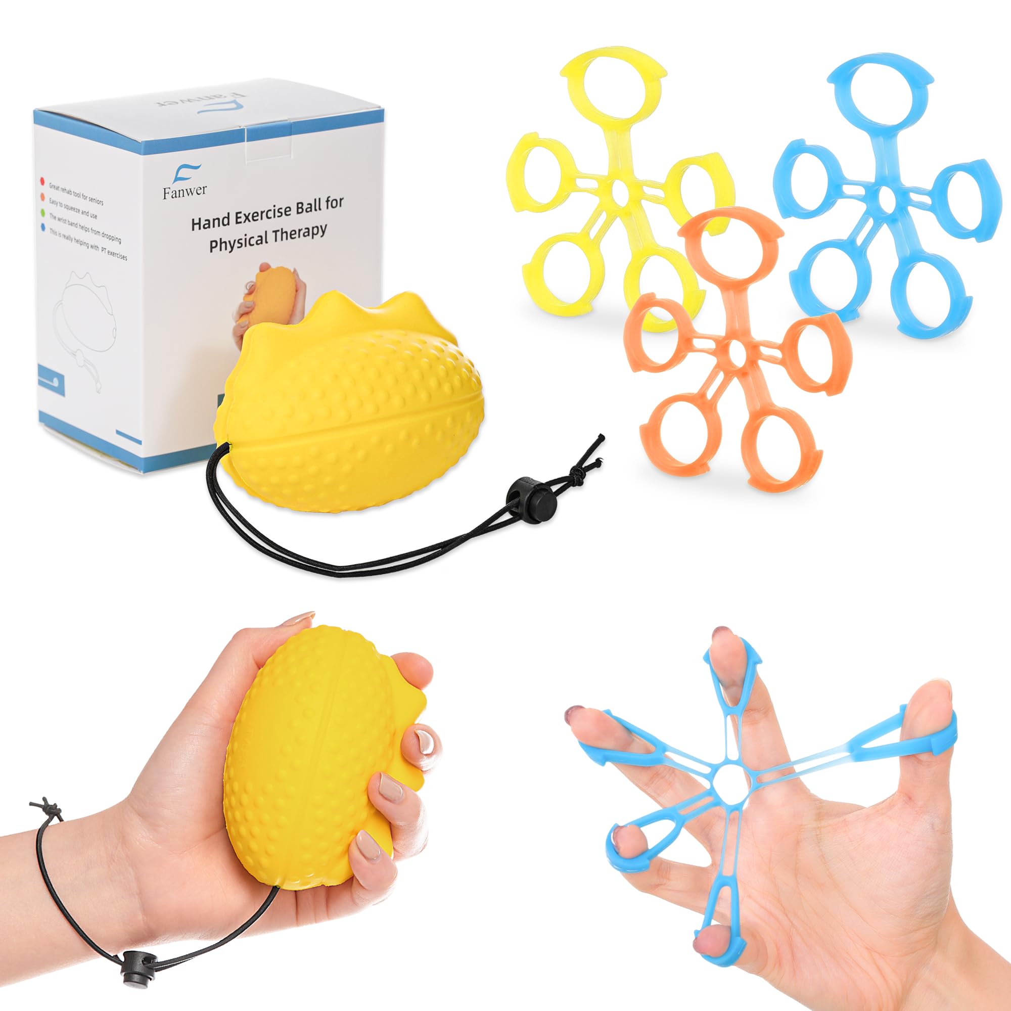 Amazon.com : Fanwer Stress Ball for Adults and Hand Grip Strengthener ...