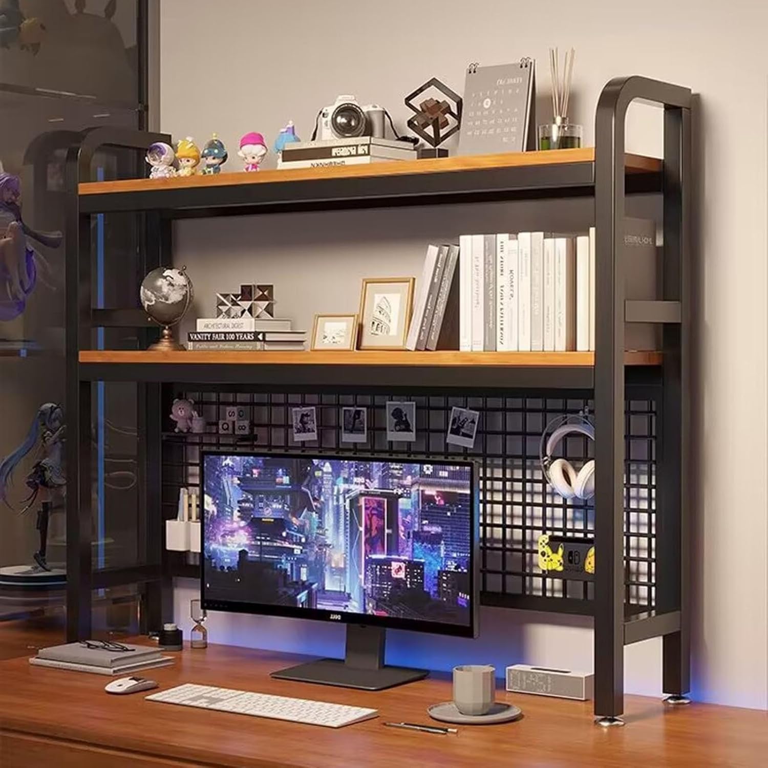 Amazon.com: 2 Tier Desktop Bookshelf - Expandable Desktop Storage ...