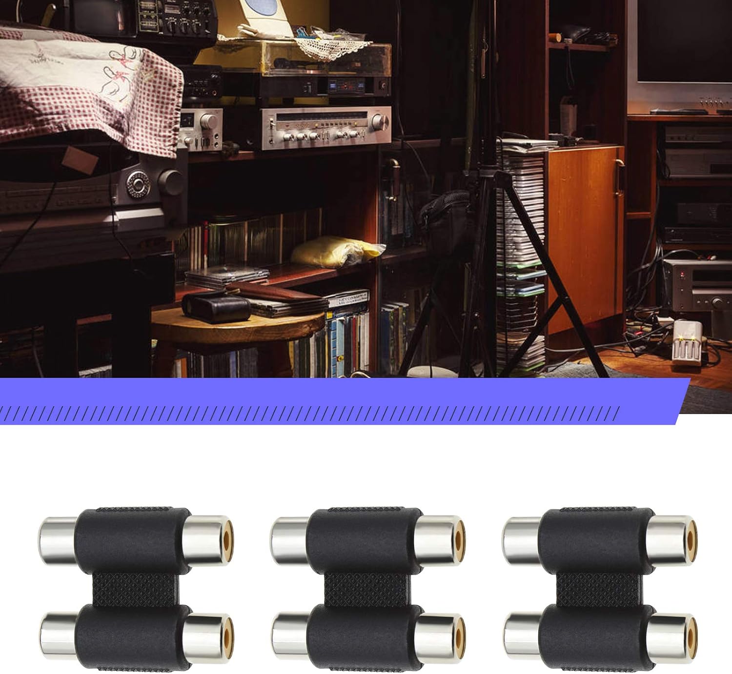 5pcs Dual RCA Female to RCA Female Couplers Adapters Double Straight ...