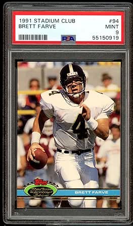 Amazon.com: Brett Favre Rookie Card 1991 Stadium Club #94 PSA 9 ...