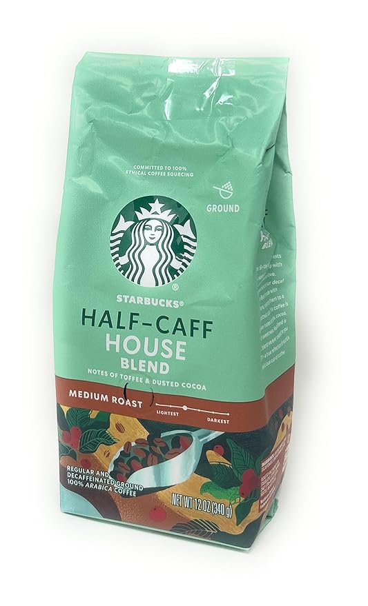 Amazon.com : Starbucks Half-Caff House Blend Ground Coffee 12oz - 1 bag : Grocery & Gourmet Food