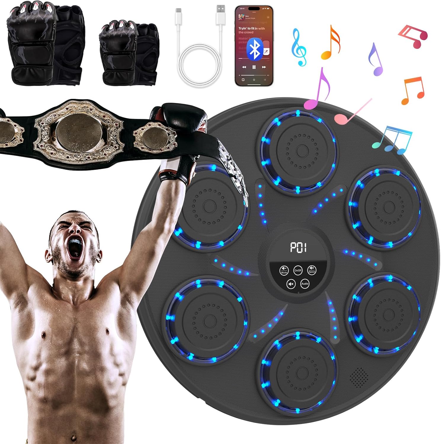 Music Boxing Machine Smart Bluetooth Boxing Equipment for Adults and ...