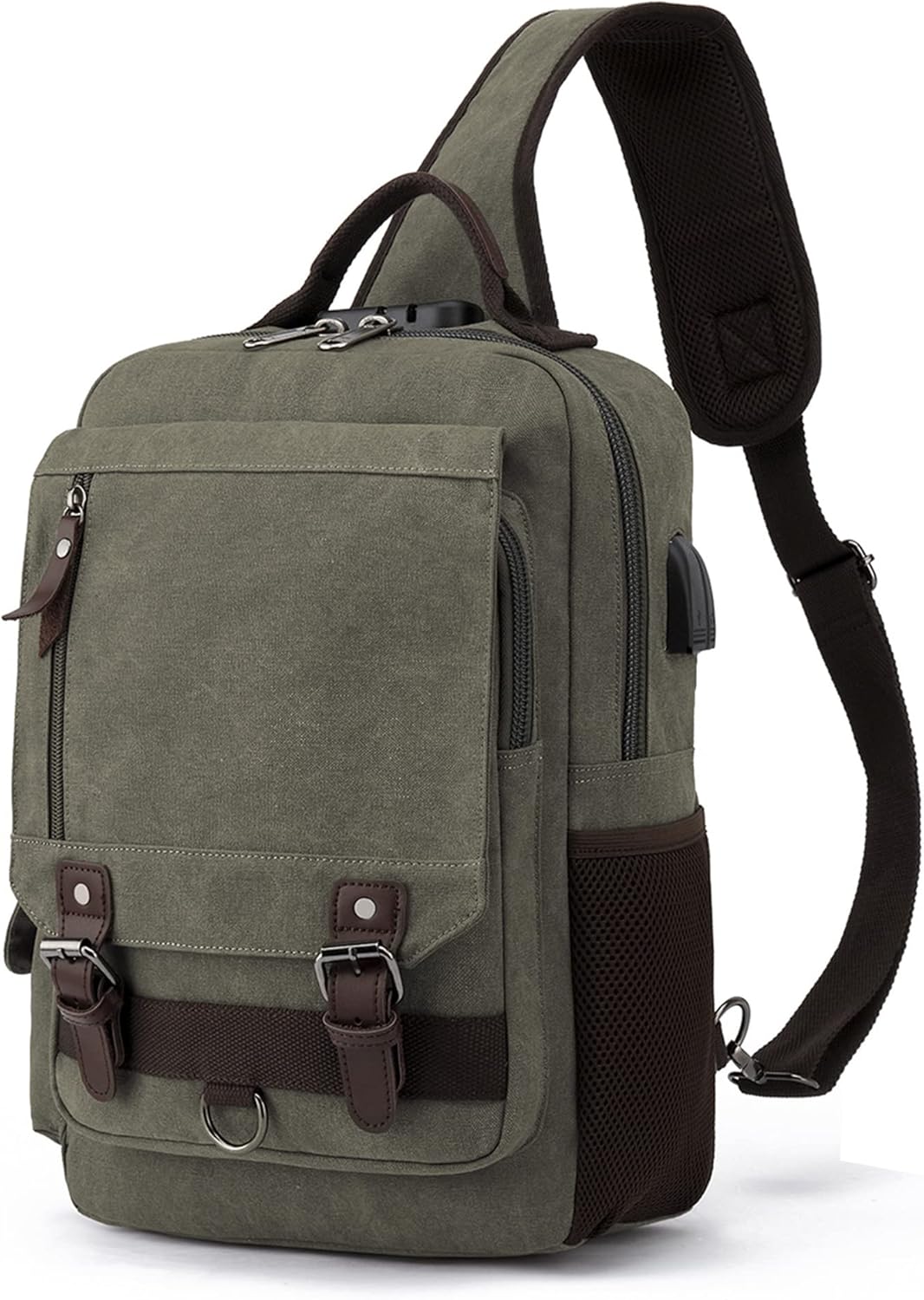 Amazon.co.jp: [Basicpower] ベーシックパワー ボディバッグ ワンショルダーバッグ ミリタリーバッグ 斜めがけバッグ USB充電ポート 安全ロック付き ビッグ 帆布 ...