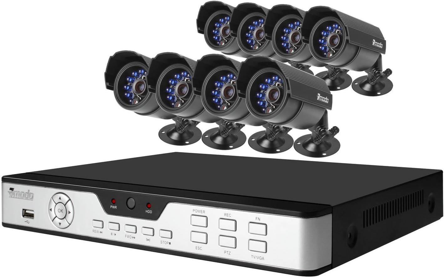 Amazon.com : Zmodo Surveillance System with 8 Weatherproof IR Cameras ...