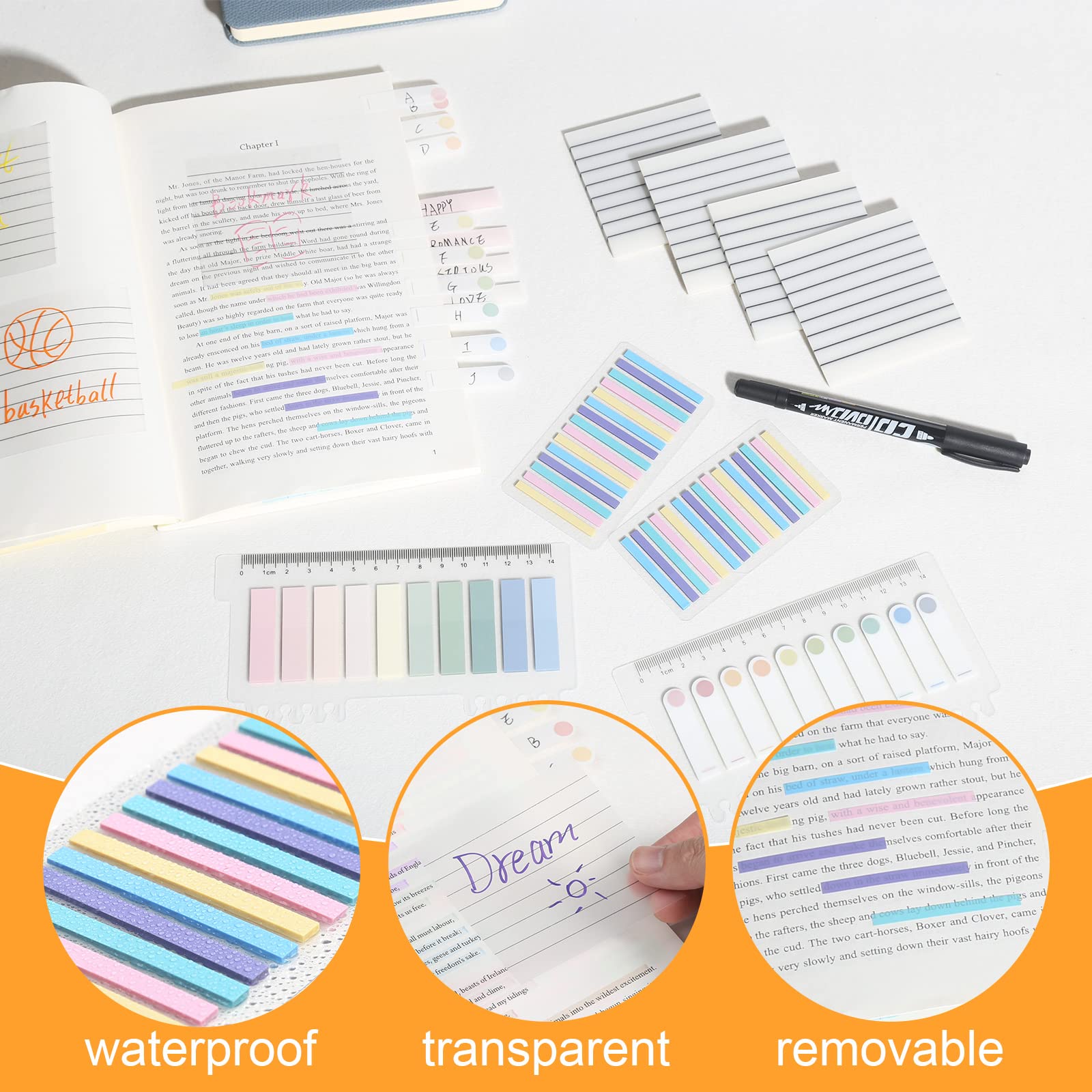 Snapklik.com : Lined Transparent Sticky Notes, 1200 Sheets Clear Sticky ...