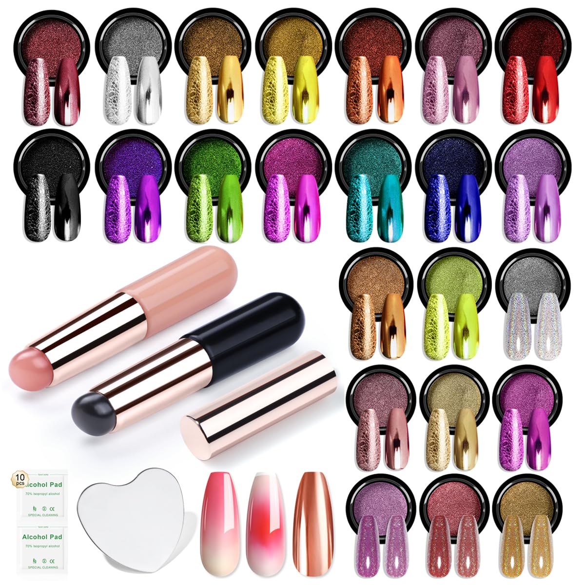 Amazon.com: Saviland Chrome Nail Powder Set: 2PCS Reusable Chrome Nail ...