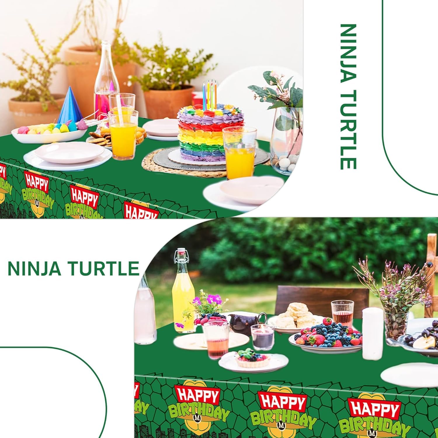 3PCS Ninja Turtle Tablecloths for Kids Boys Birthday Party Green ...
