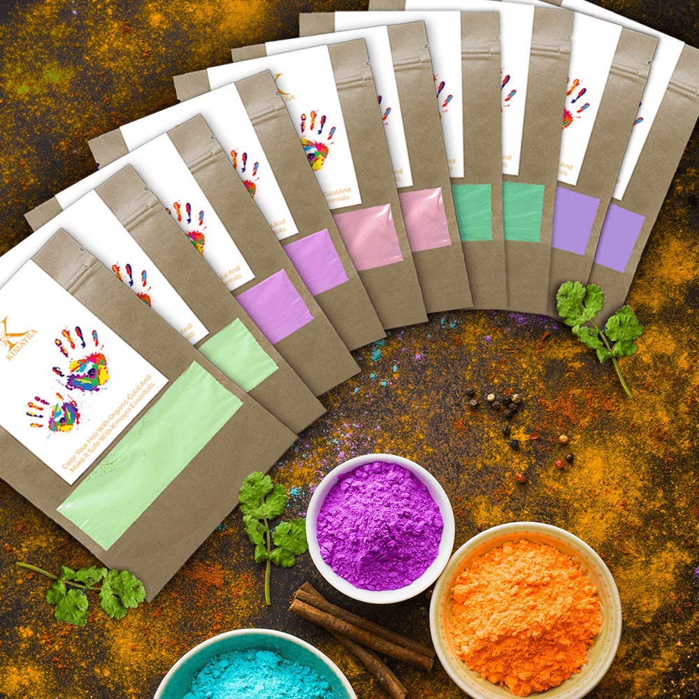 Buy Kimayra Organic Holi Rangoli Colors Gulal Powder, Pack of 10 (Each ...