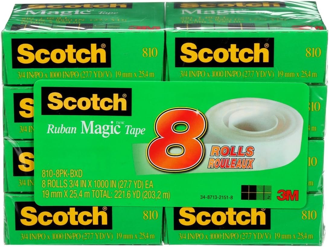 Scotch Tape Magic Tape, 19mm Wide x 25.4m, 8 Rolls : Amazon.ca: Office ...