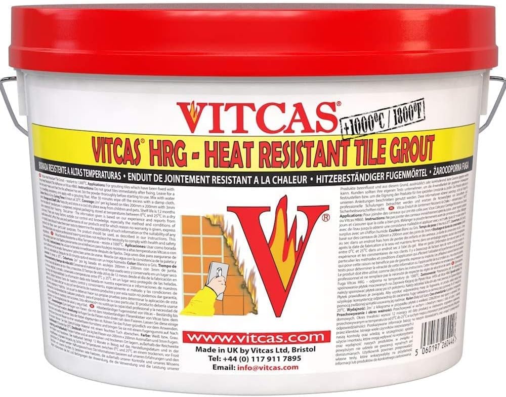 VITCAS 2.5kg Heat Resistant Grey Grout - High Temperature - Tile Grout ...