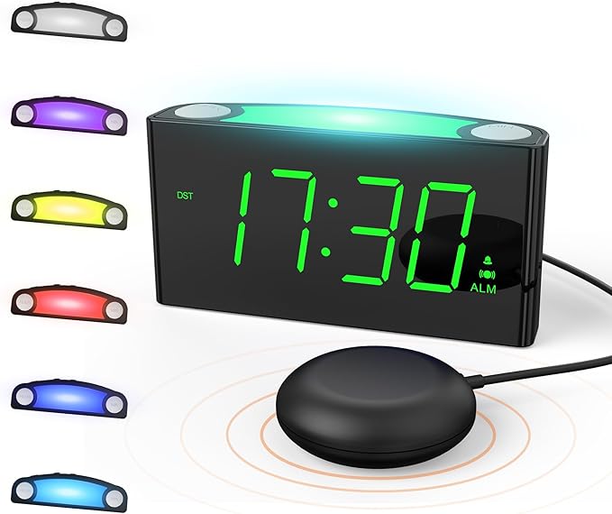 Mesqool Vibrating Alarm Clock for Heavy Sleeper and Deaf, Full Range ...