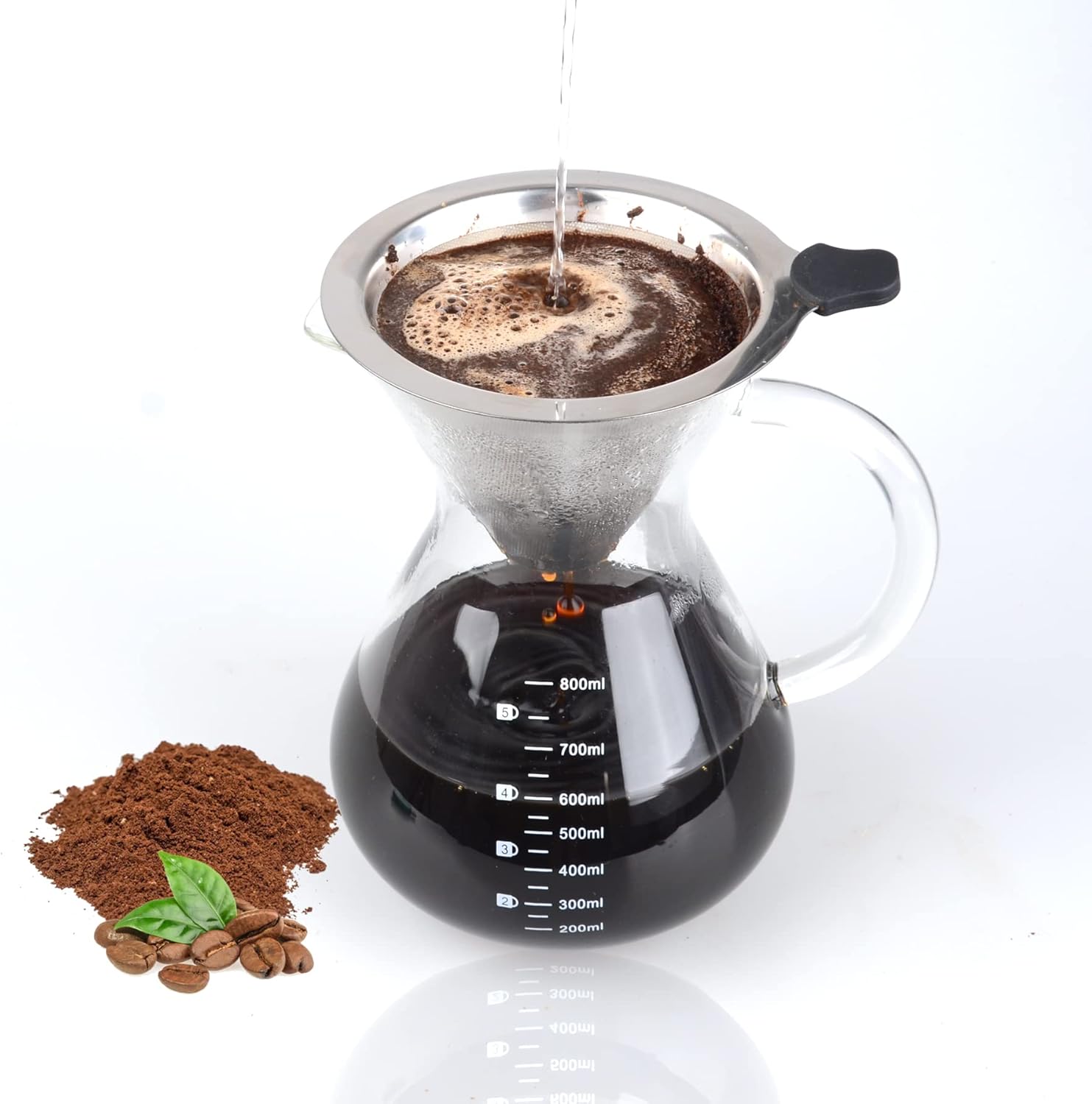Amazon.com: T-mark Pour Over Coffee Maker with Reusable Double-layer ...