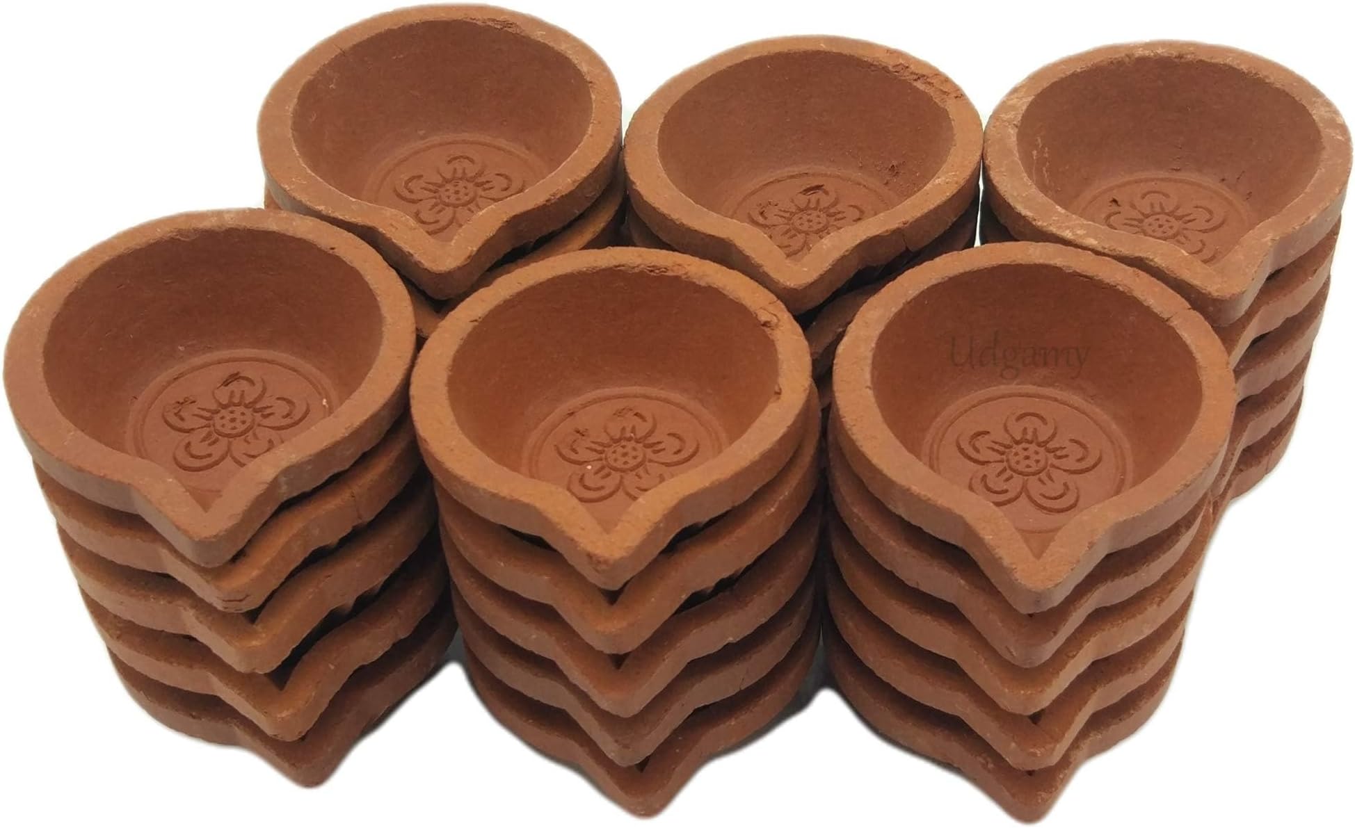 Buy Udgamy Clay Small Diya ( 5.8 cm x 5 cm x 2.1 cm, Set of 30) Online ...