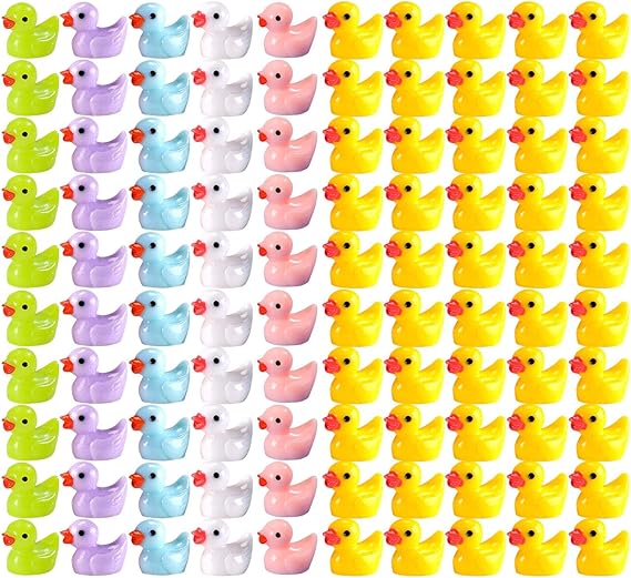 100 Pezzi Paperelle Bagnetto, Mini Resin Ducks Galleggiante E Squittio ...