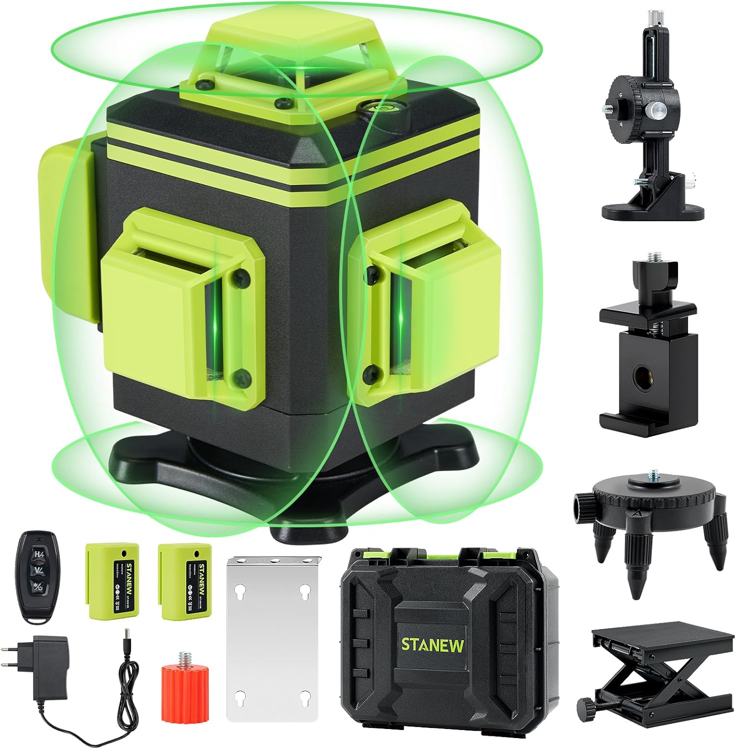 STANEW Digital On-Screen Laser Level 4 x 360°, Auto-Leveling Green ...
