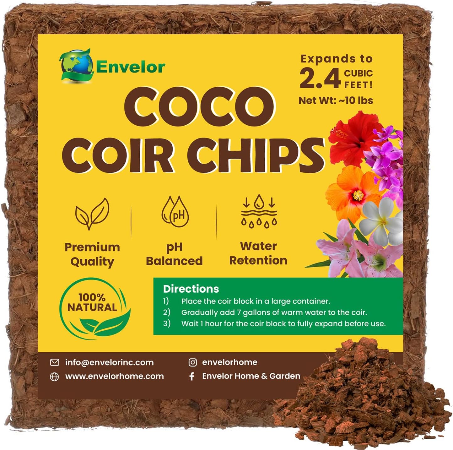 Amazon.com : Coco Coir Husk Chips 1-Pack – 2.4 Cu. Ft. Compressed ...