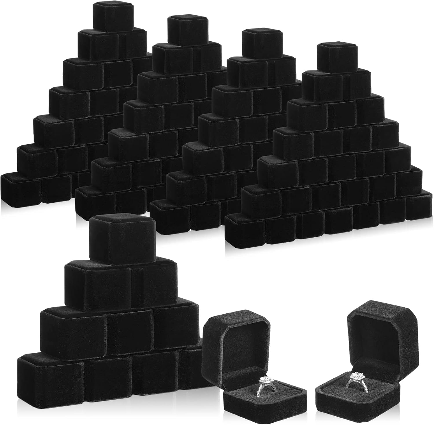 Amazon.com: Thinkday 2.13 x 2.01 x 1.54 Inch Velvet Ring Box Display ...