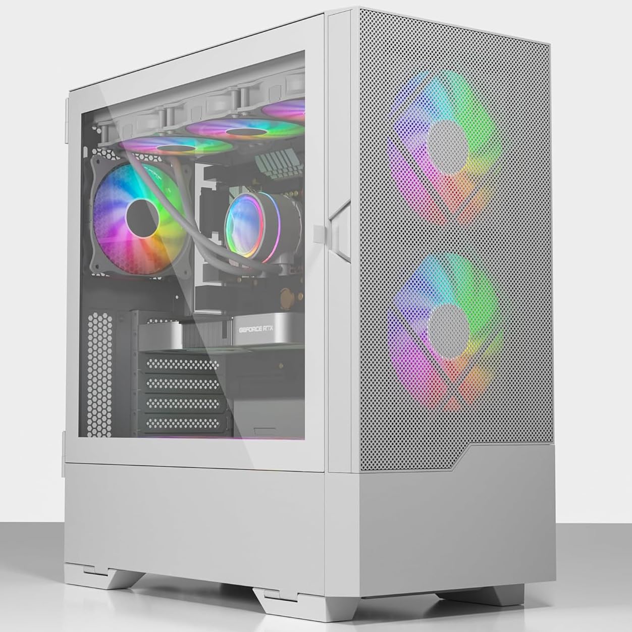 iONZ PC Gaming Case Mid Tower, High Airflow ATX, E-ATX | KZ-V White ...