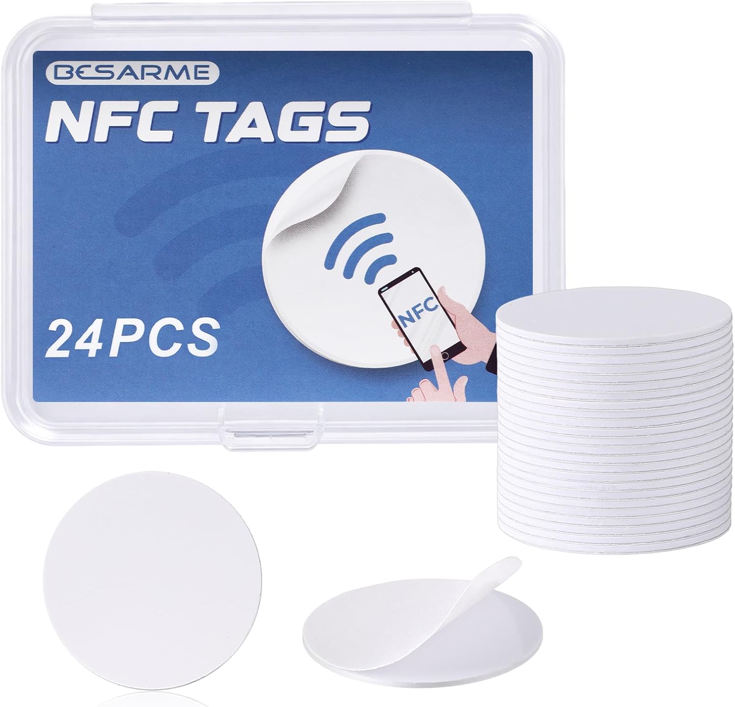 Amazon.com: BESARME 24PCS NFC Tags, NFC Stickers White Blank NFC Tag ...