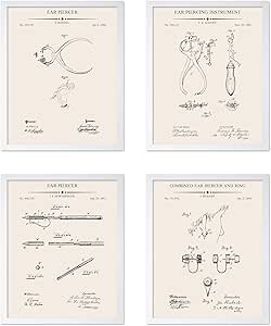 Amazon.com: Poster Master 4-Piece Ear Piercing Patent Print - Ear ...