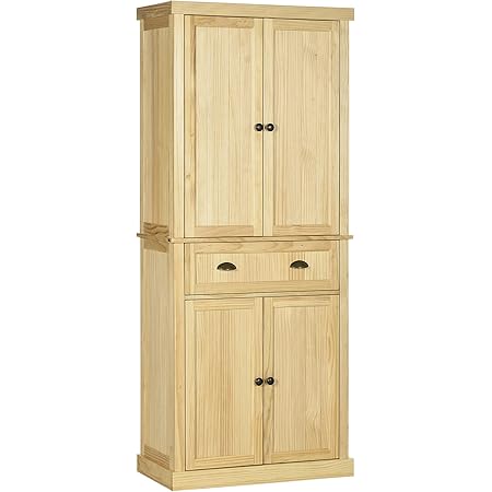 Amazon.com: HOMCOM 67" Pinewood Kitchen Pantry Storage Cabinet ...