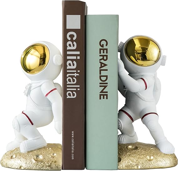 Amazon.com: Banllis Space Theme Bookends for Shelves, Astronaut Moon ...