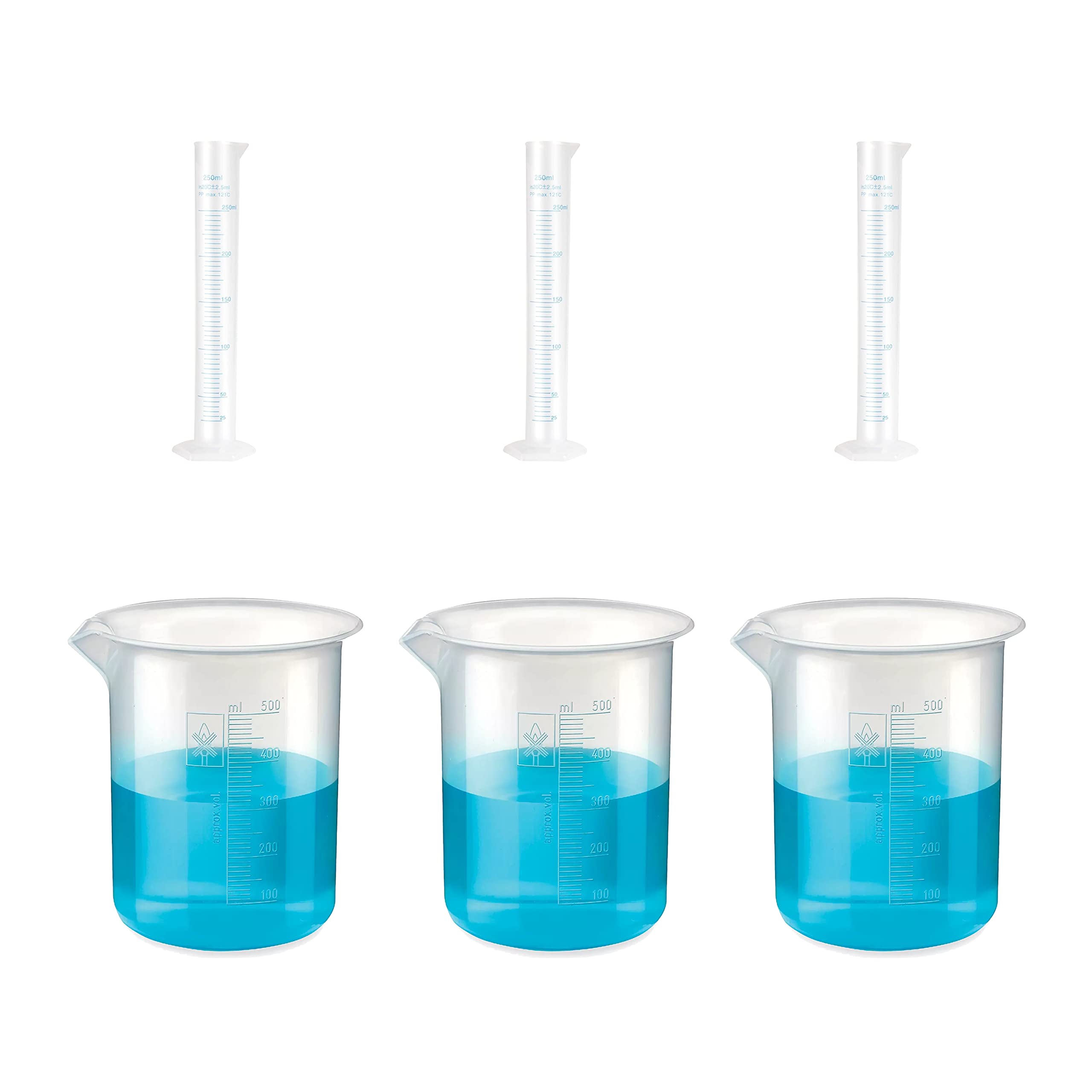 Buy Bello Scientific Plastic 3 Measuring Cylinder 250ml & 3 Measuring ...