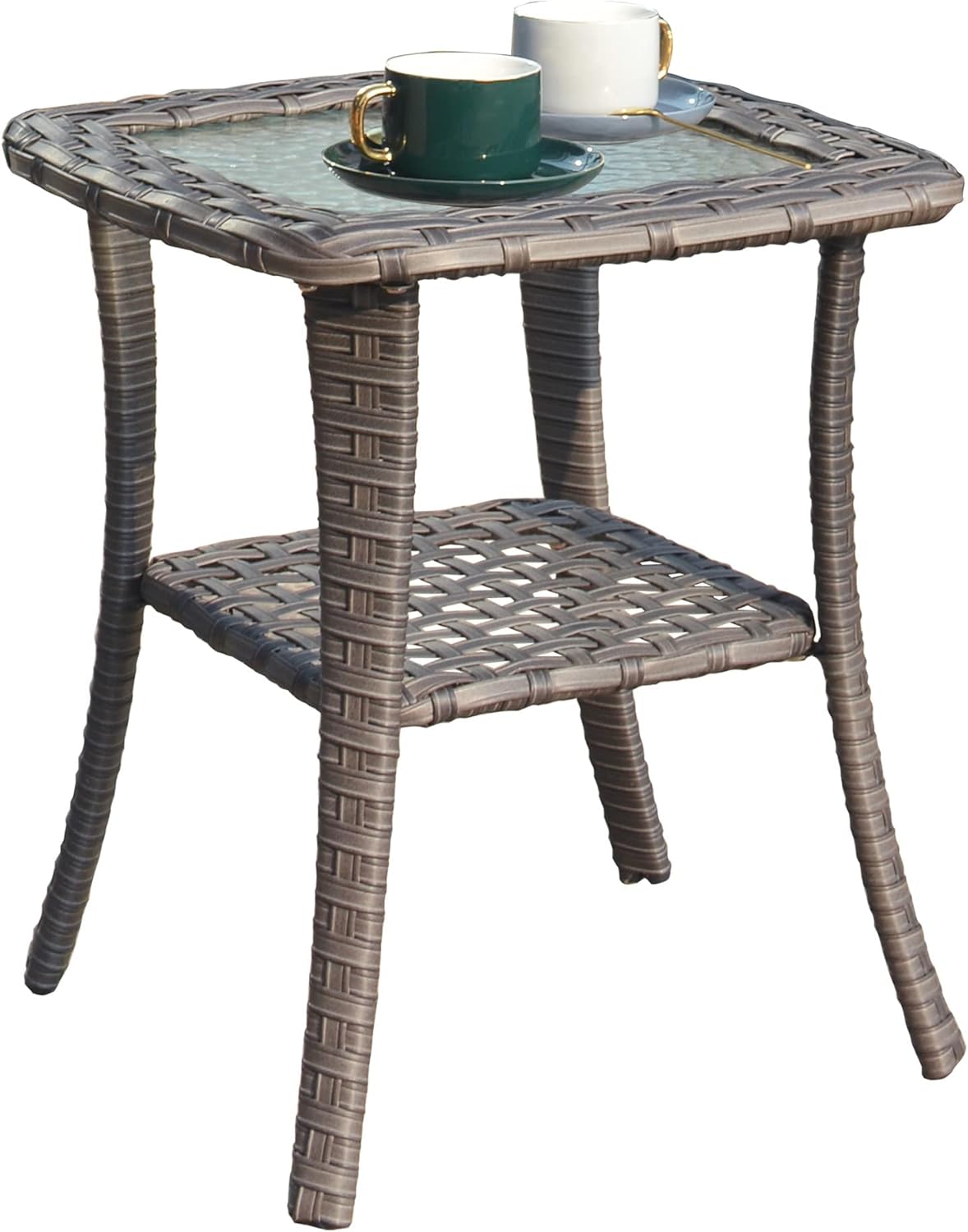 Amazon.com: XIZZI Patio Coffee Table Outdoor Wicker Rattan End Table ...