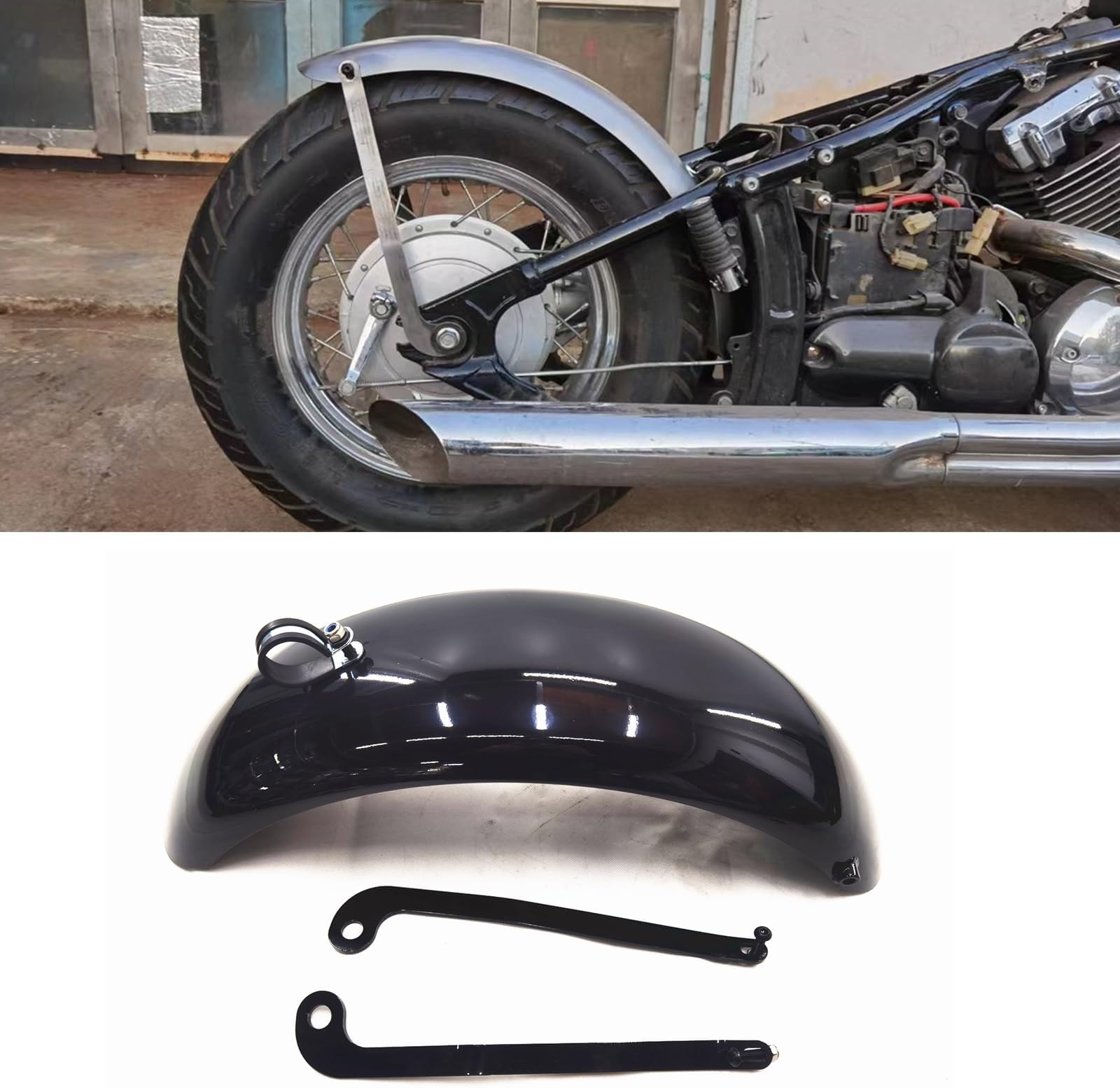 Amazon.com: Black Motorcycle Rear Fender Plate Mudguard Kit For YAMAHA ...