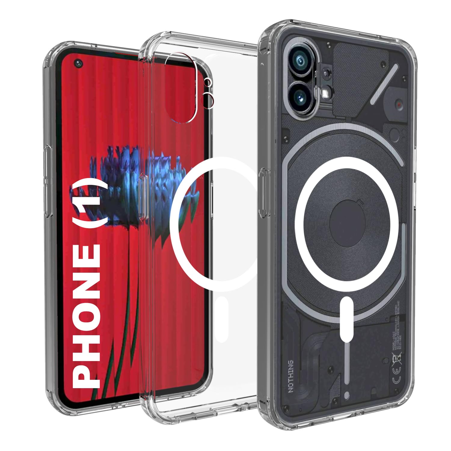 RIGGEAR Shockproof Clear Hybrid Armor Magnetic Back Cover Case ...