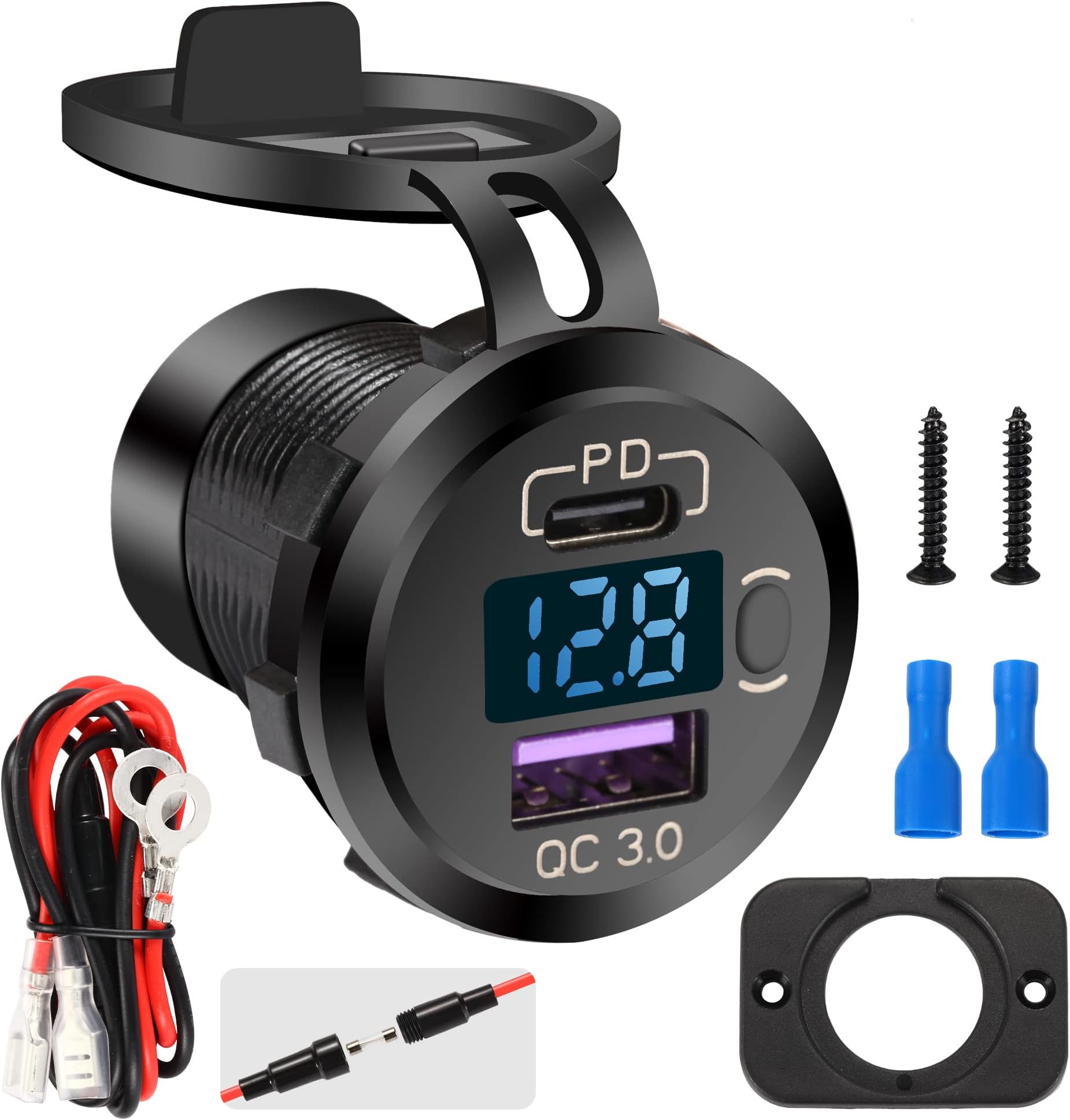 Amazon.com: SVAHAOMG Quick Charge 3.0 Dual USB Car Charger Socket with ...