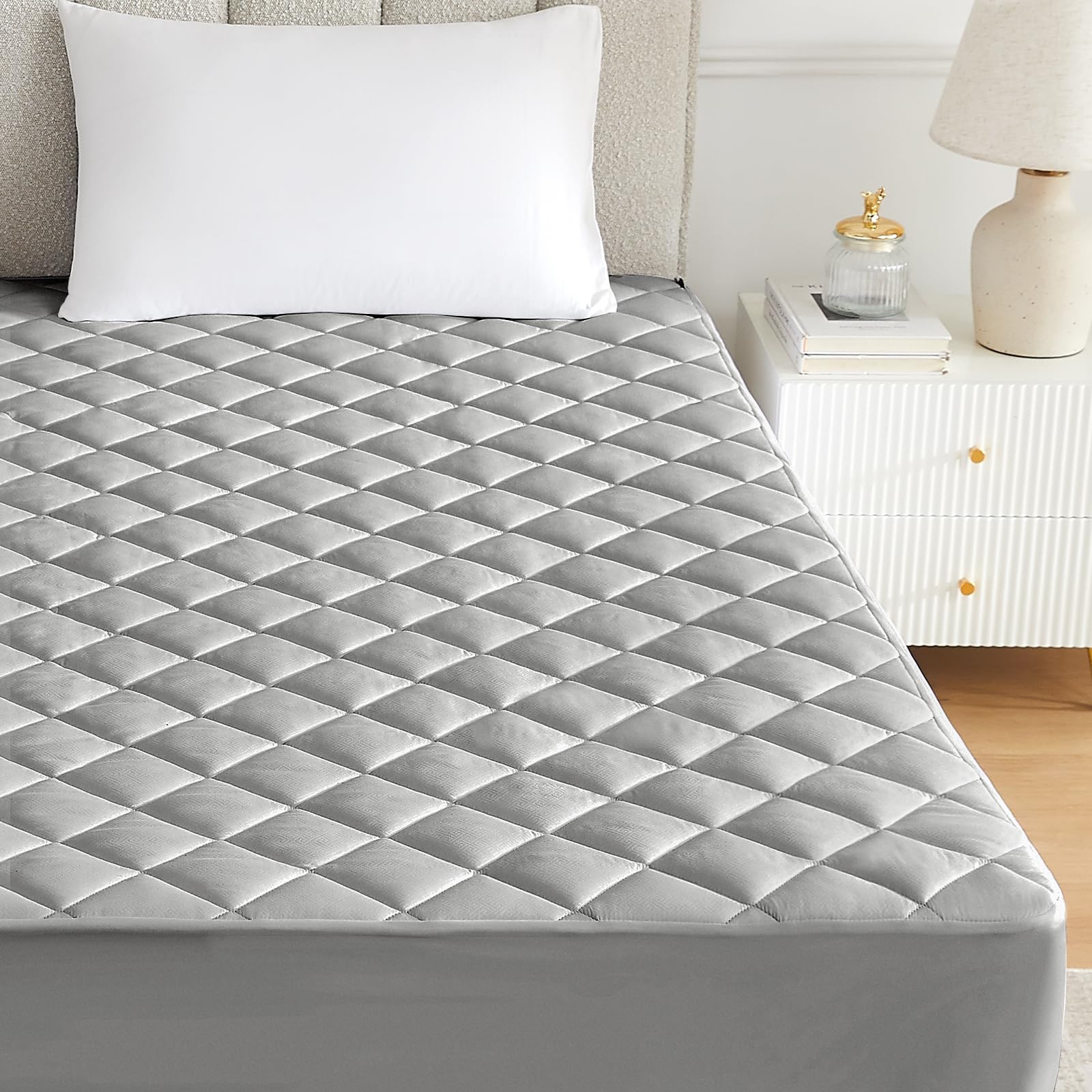 Amazon.com: Utopia Bedding Quilted Fitted Mattress Pad, Queen Size ...