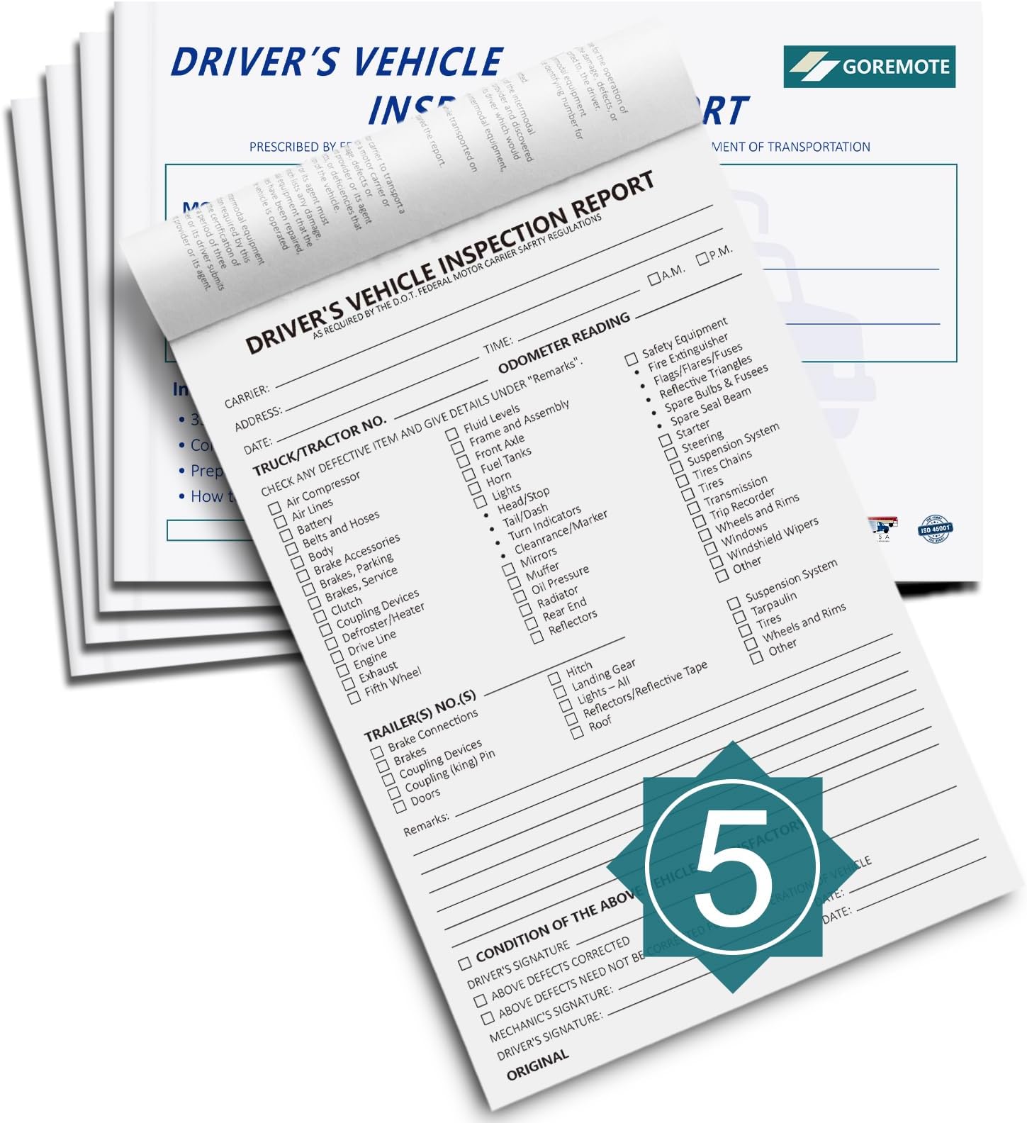 Amazon.com : Detailed Driver Vehicle Inspection Report Book - 2-Ply ...