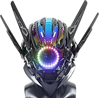 Amazon.com: YEEZTY Samurai Helmet Cosplay for Men，Halloween Led ...