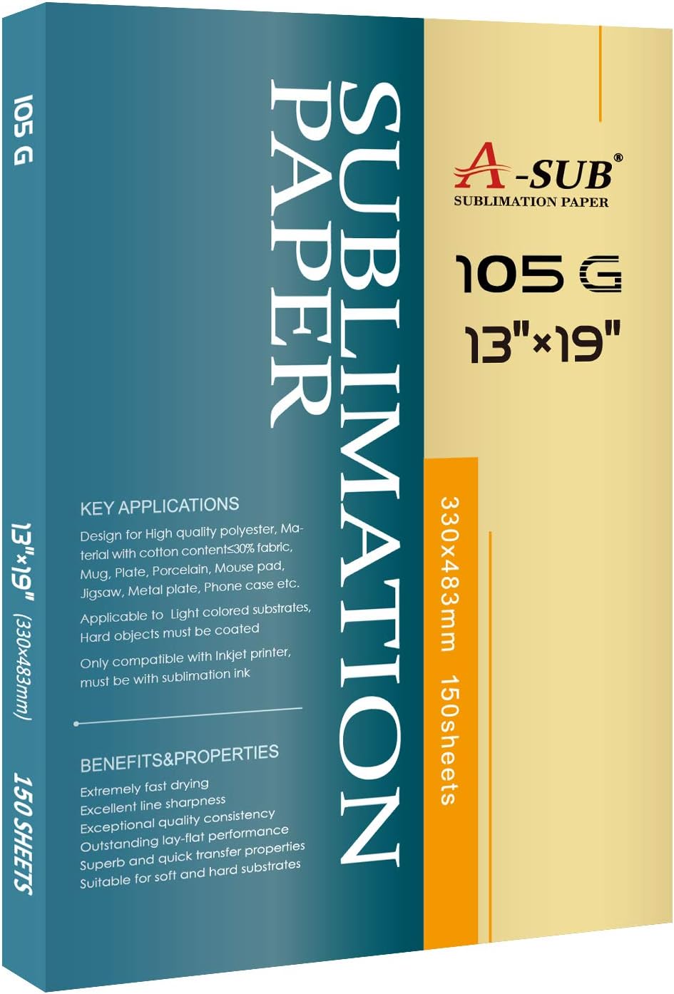 A-SUB Sublimation Paper- 150 Sheets Heat Transfer Paper 13x19 inch ...