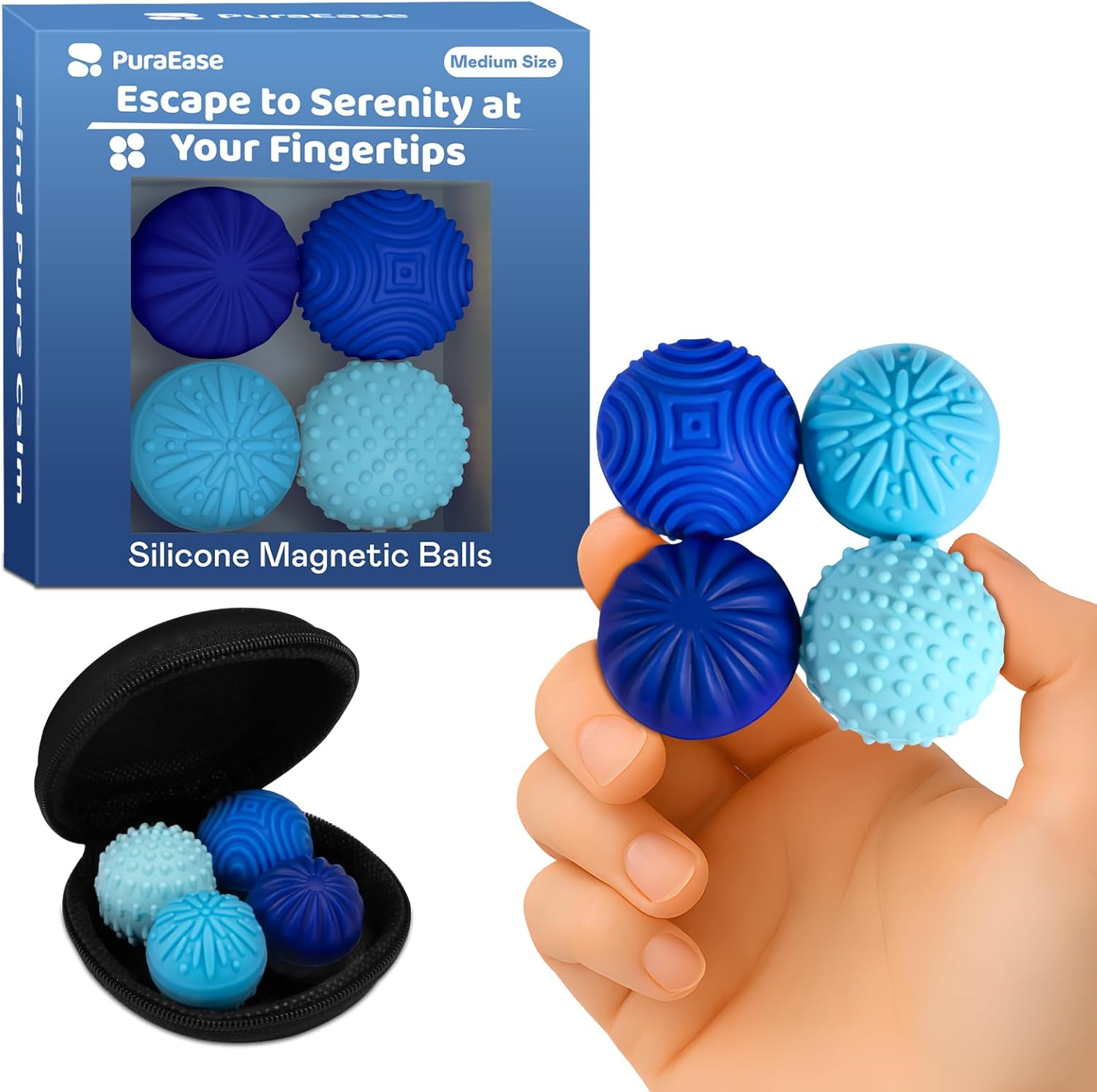 Amazon.com: Magnetic Sensory Fidget Balls – 4PC Medium Weighted Textured Silicone Stress Relief ...