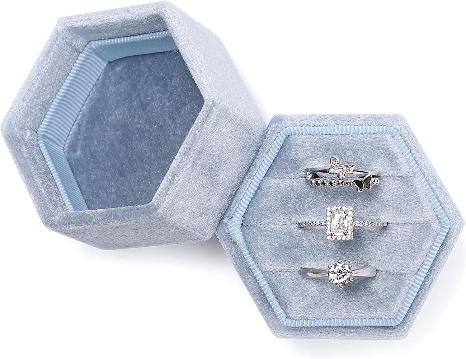 Amazon.com: Goufaju Velvet Hexagon Ring Holder,Ring Box for Wedding ...