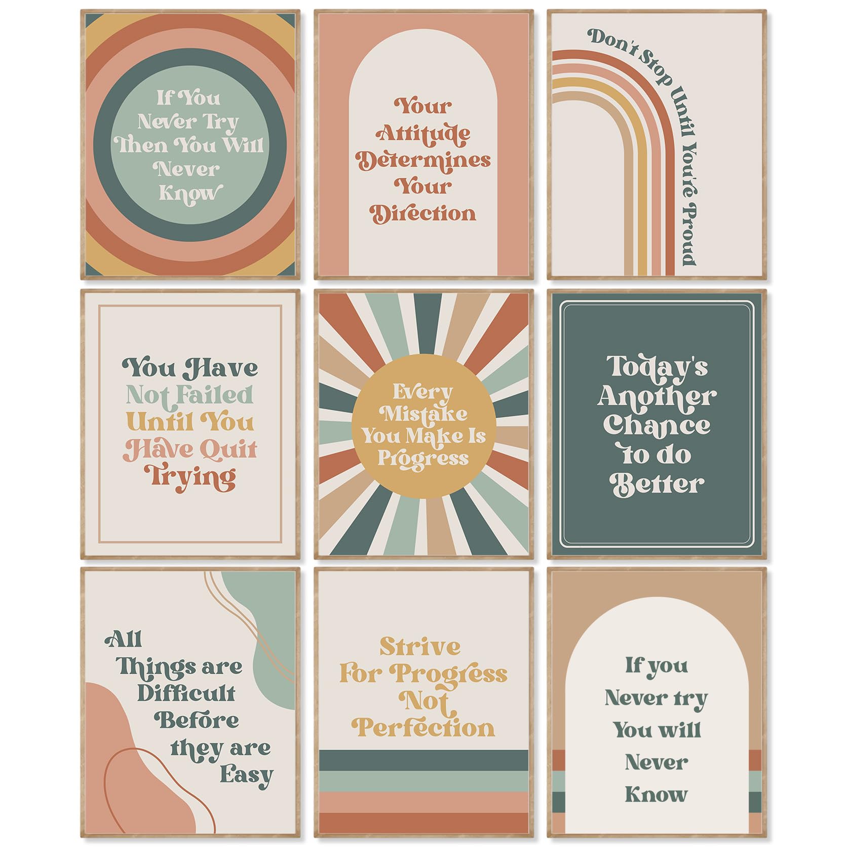 Amazon.com: KINYEYE 9PCS Boho Positive Affirmation Classroom Posters ...
