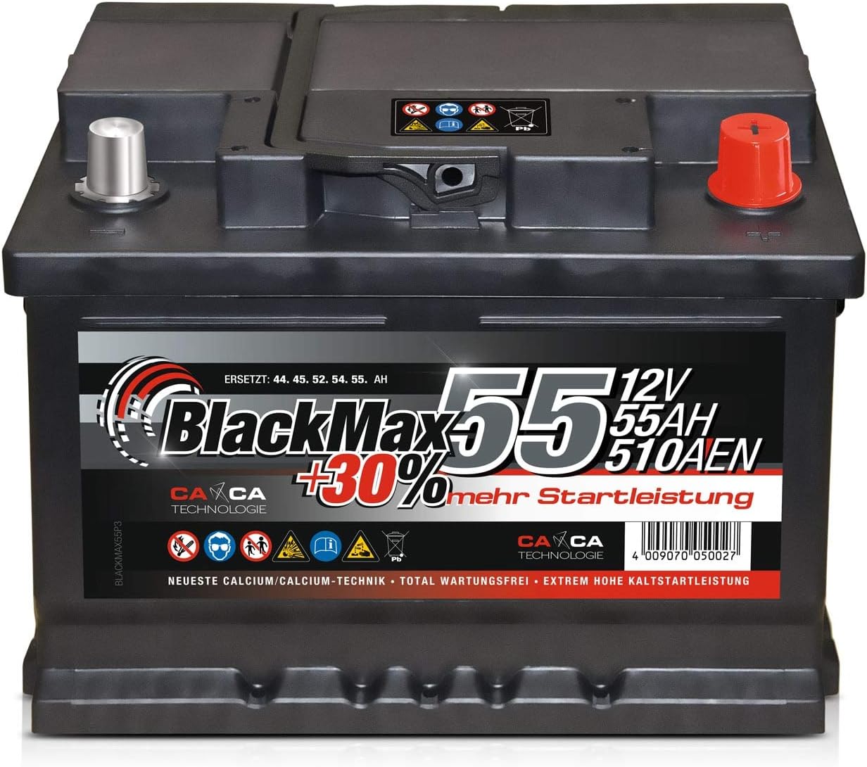 Autobatterie 12V 55Ah 510A Starterbatterie ersetzt 45Ah 50Ah 52Ah 54Ah ...