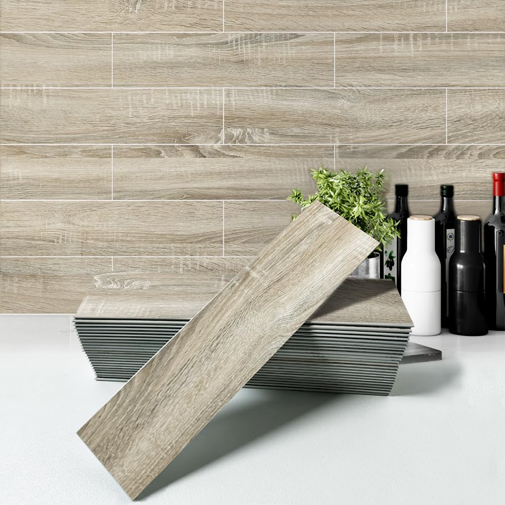 Amazon.com: W&S 24 PCS Faux Greige Vintage Oak Wood Peel and Stick Wood ...