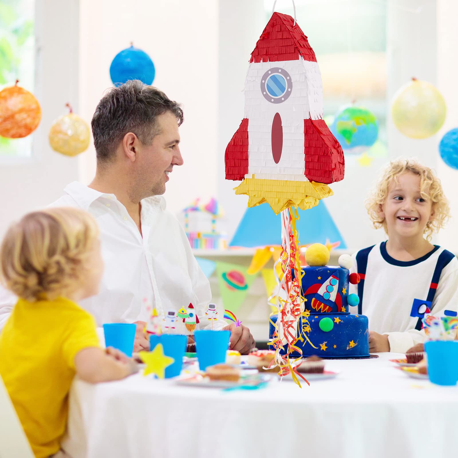 Rocket Ship Pinata 16.5 x 10 x 3 Inch Space Themed Party Supplies ...