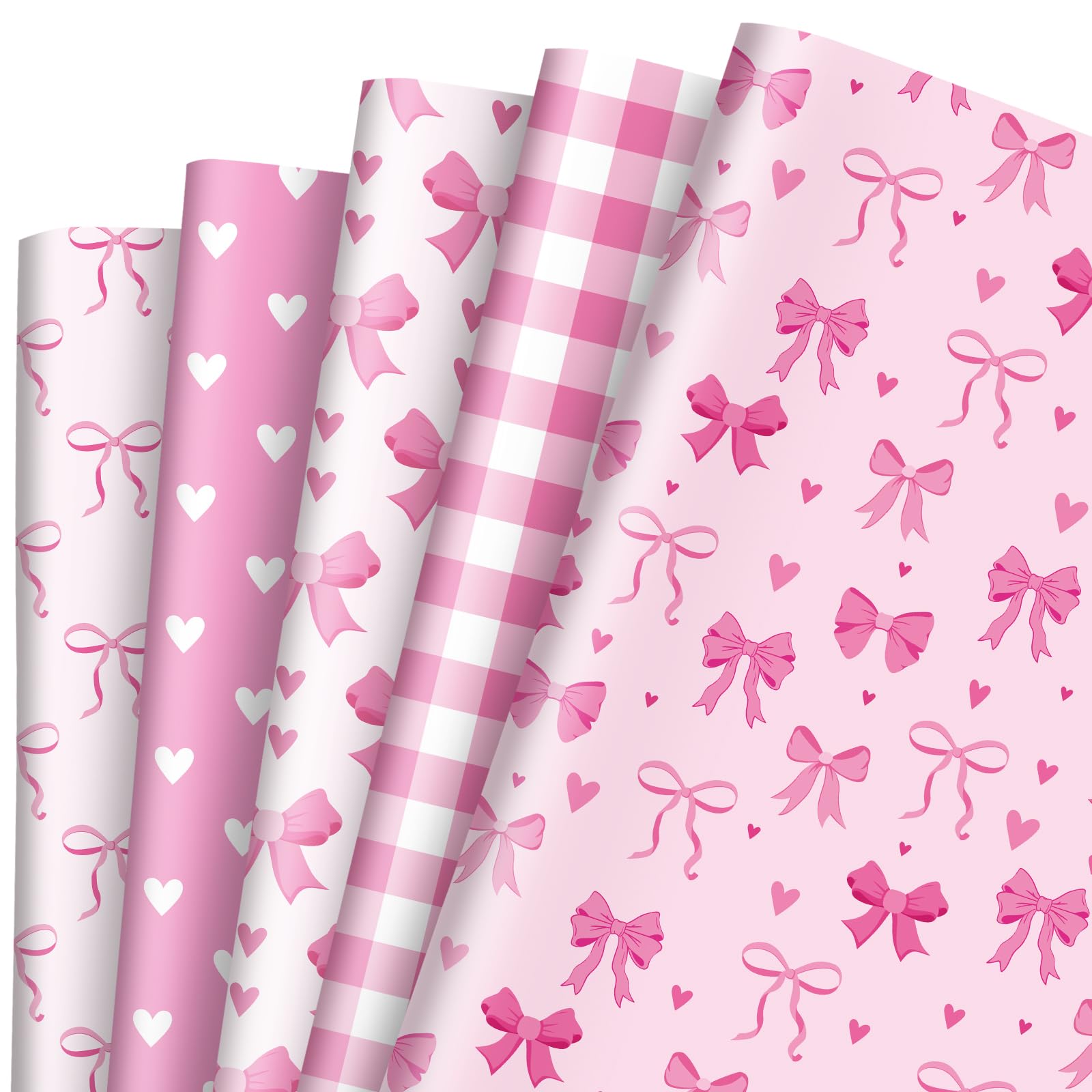 Amazon.com: JarThenaAMCS 10 Sheet Pink Bow Wrapping Paper -Not Roll ...