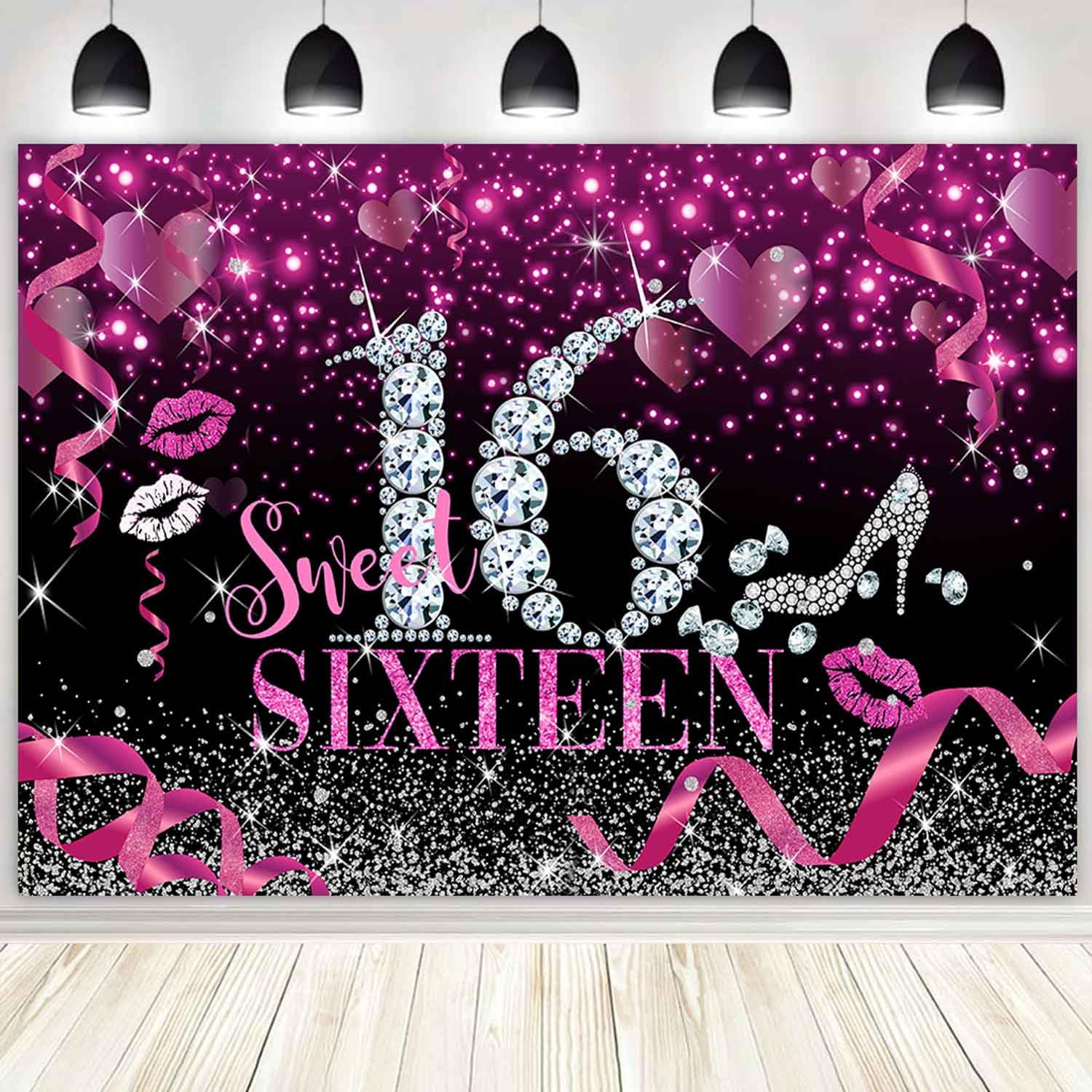 Amazon.com : Sensfun Hot Pink Sweet 16 Birthday Backdrop Sparkle Bokeh ...