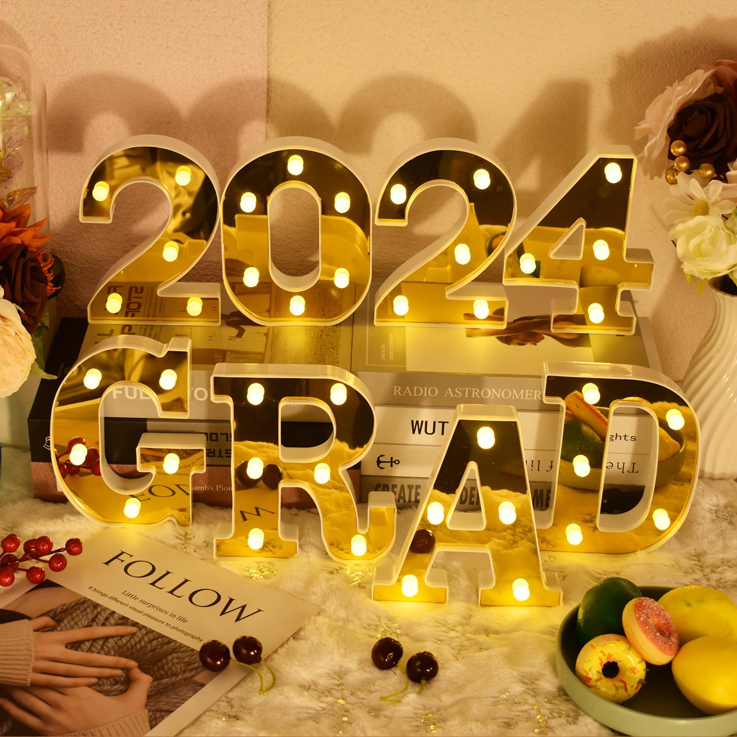 Snapklik.com : MGahyi 8 Pcs 2024 Grad LED Marquee Letter Lights, Sign ...