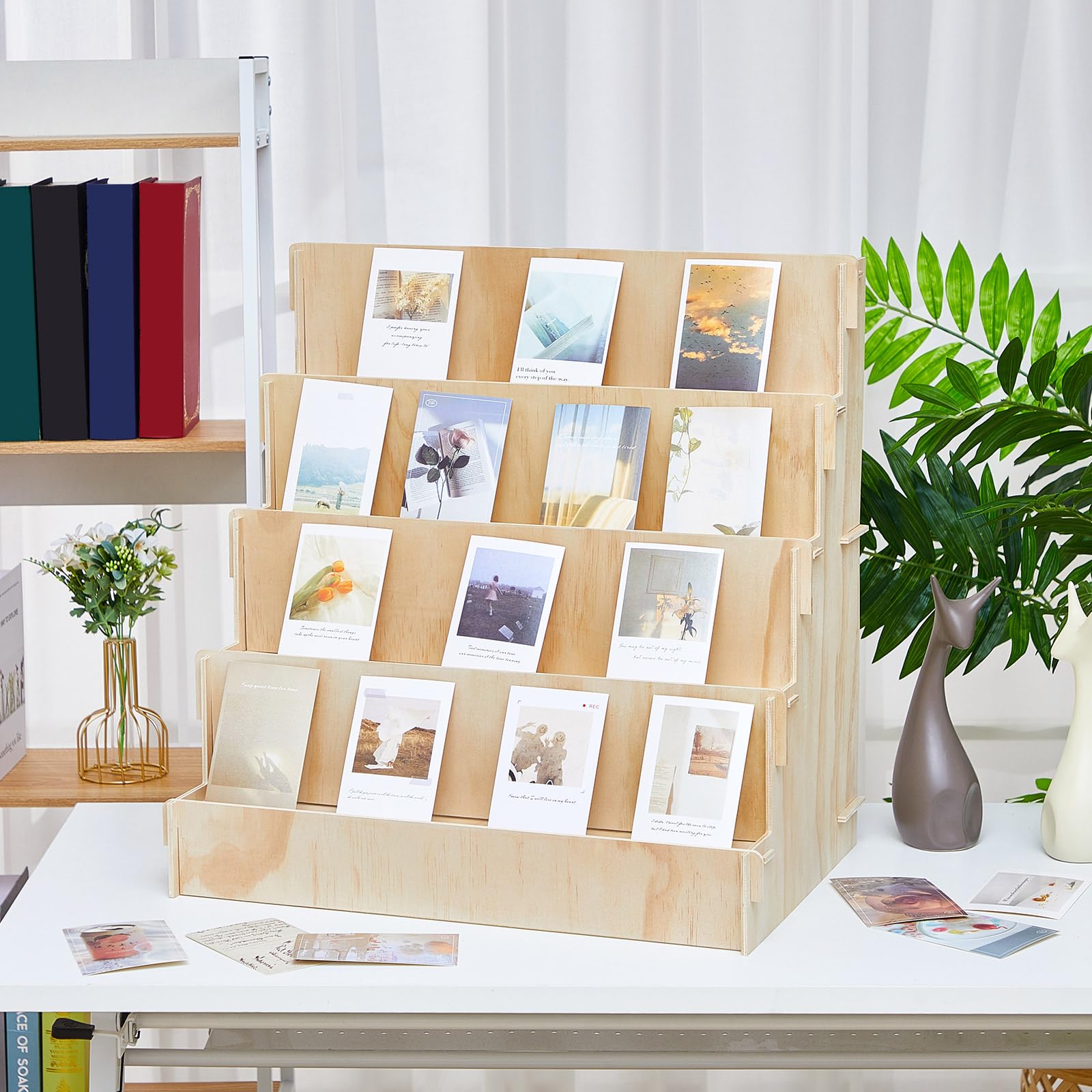 Snapklik.com : Barydat Wooden Card Display Stand Stationary Organizer ...