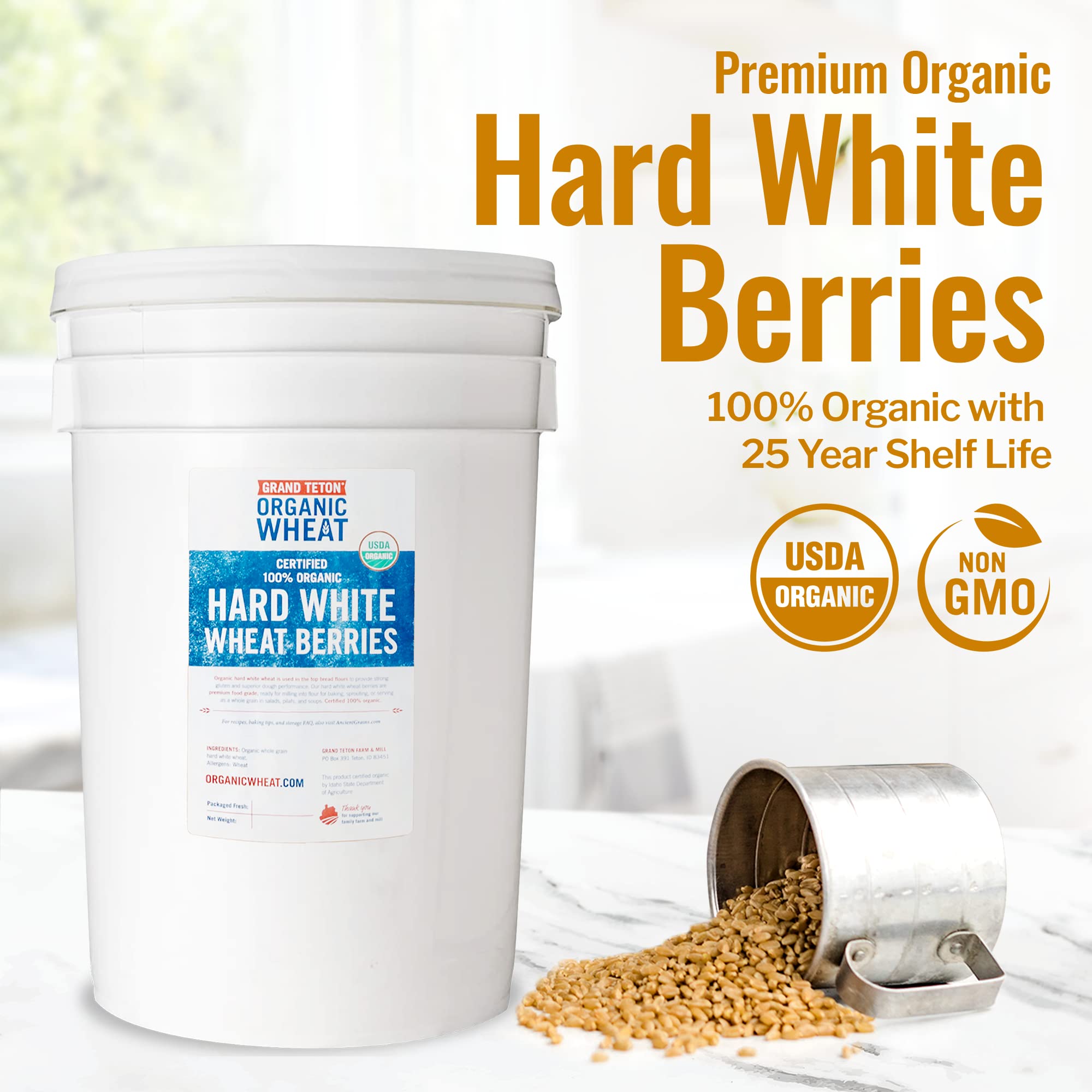 Snapklik.com : Grand Teton - 100% Organic Hard White Wheat Berries US ...