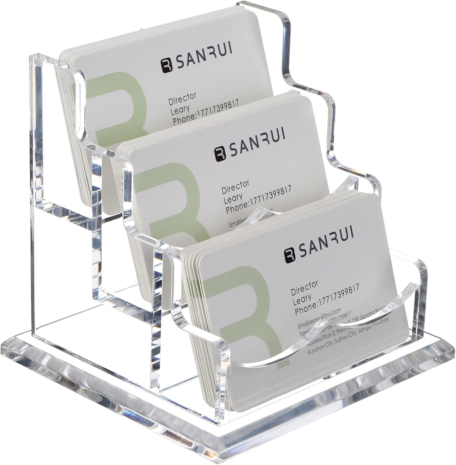 Amazon.com : SANRUI Acrylic Business Card Holder for Desk, Horizontal ...