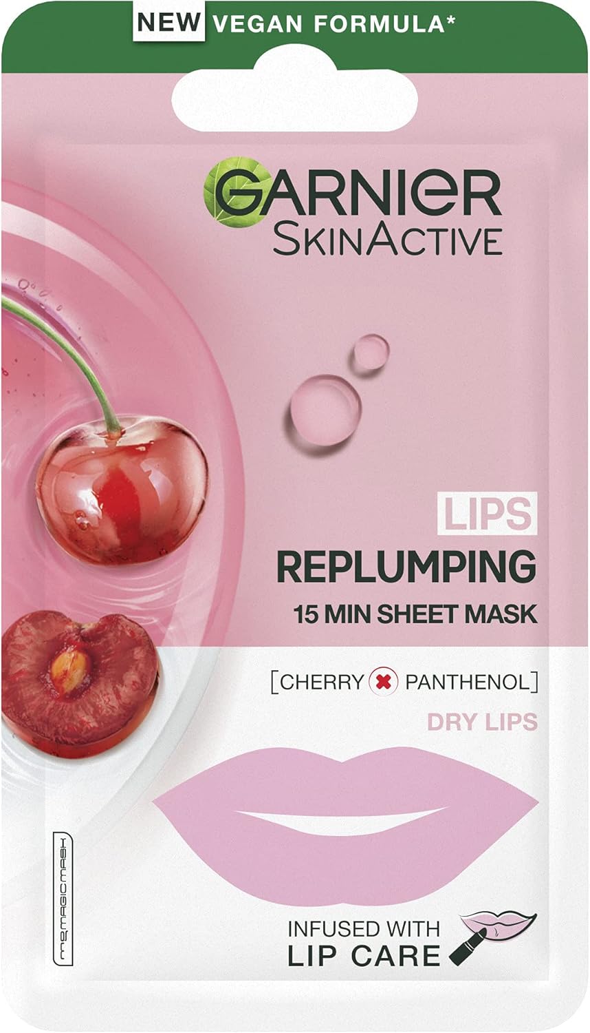 Garnier SkinActive Moisture Bomb Cherry Lip Mask, Enriched With Cherry ...