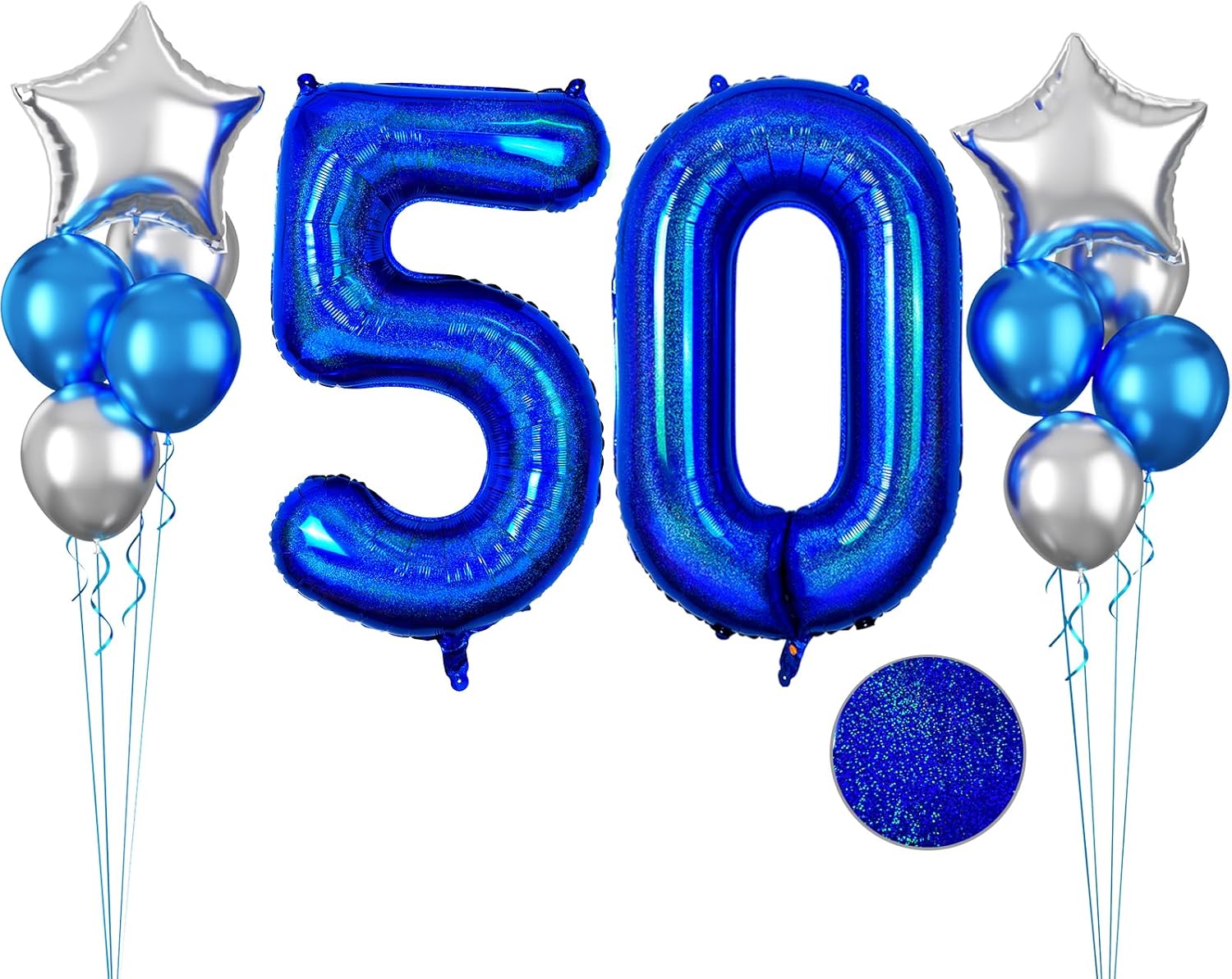 Amazon.com: Glitter Blue Number 50 Balloon, 40 Inch 50th Birthday ...