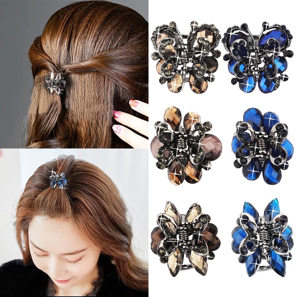 Amazon.com : Small Hair Claw Clips, Mini Hair Clips, Crystal Rhinestone ...